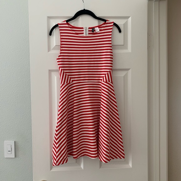 Divided | Dresses | Hm Divided Red Striped Fit And Flare Dress Small ...